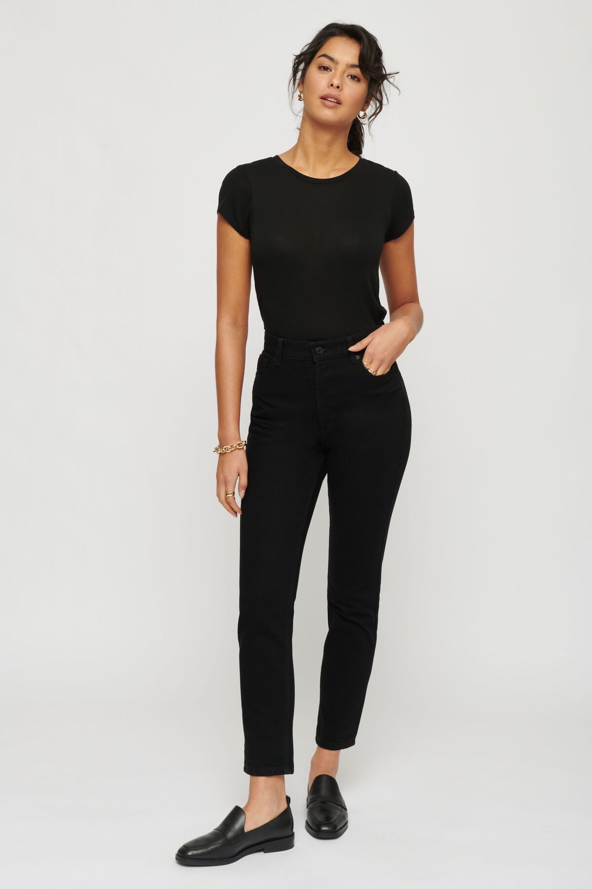 Rosie Ultra High Waist Slim Jeans Black | Dynamite