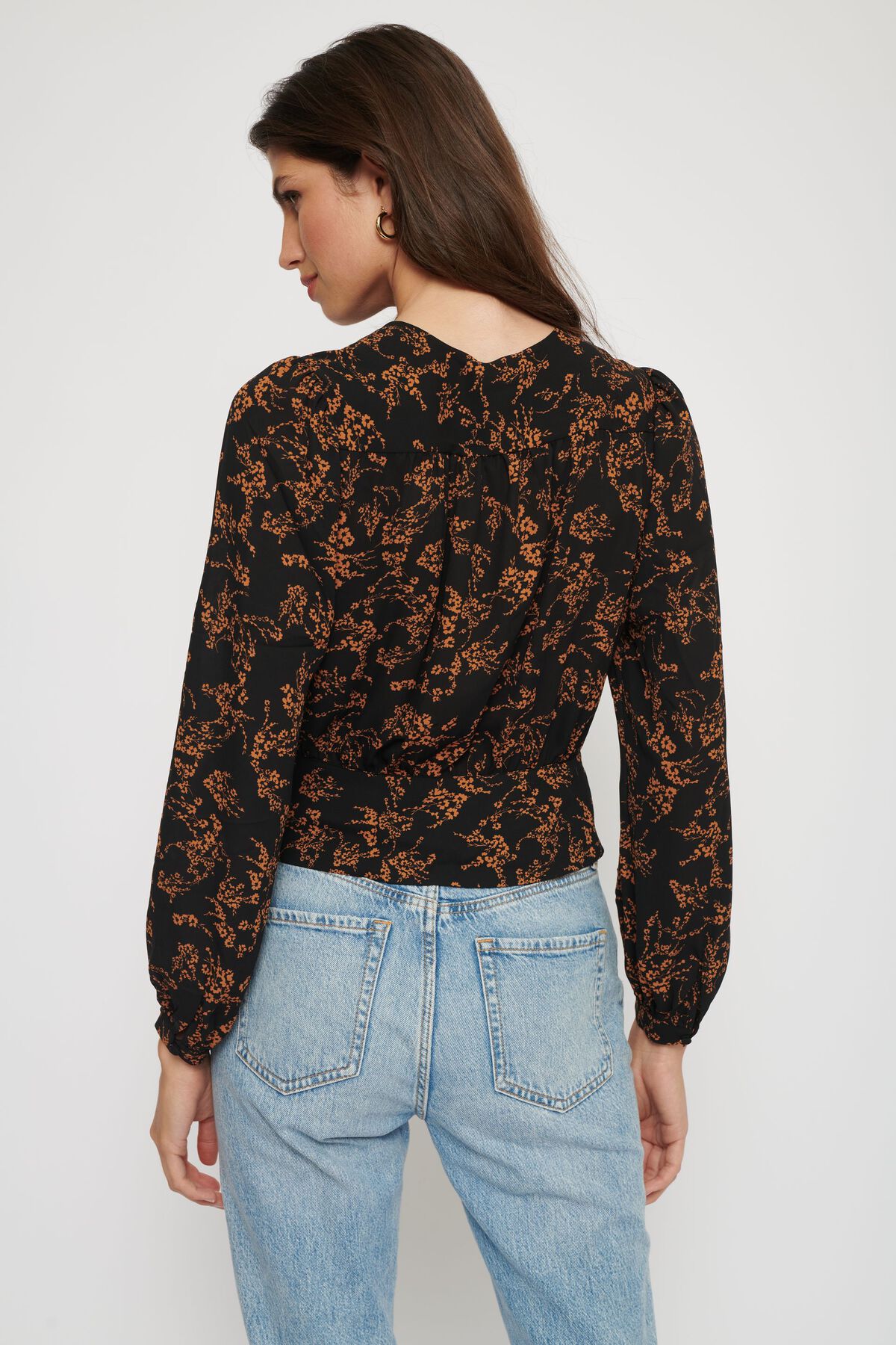 Dynamite Long Sleeve Wrap Blouse - 1000690454K6