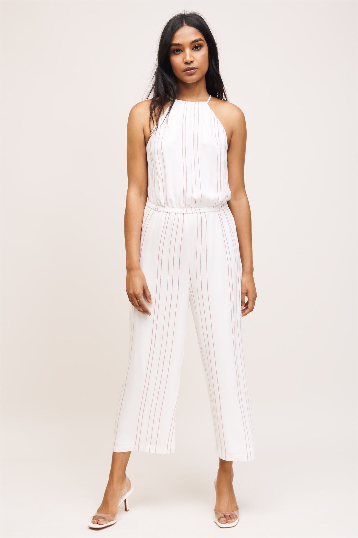 Halter Jumpsuit White | Dynamite