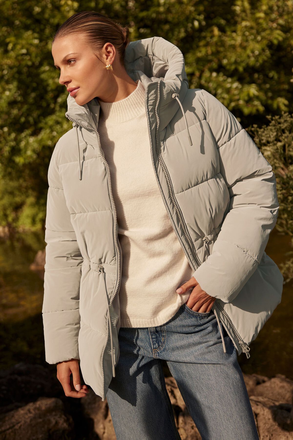 Lustre Puff ™ Cinched Waist Puffer Jacket Brobei | Dynamite