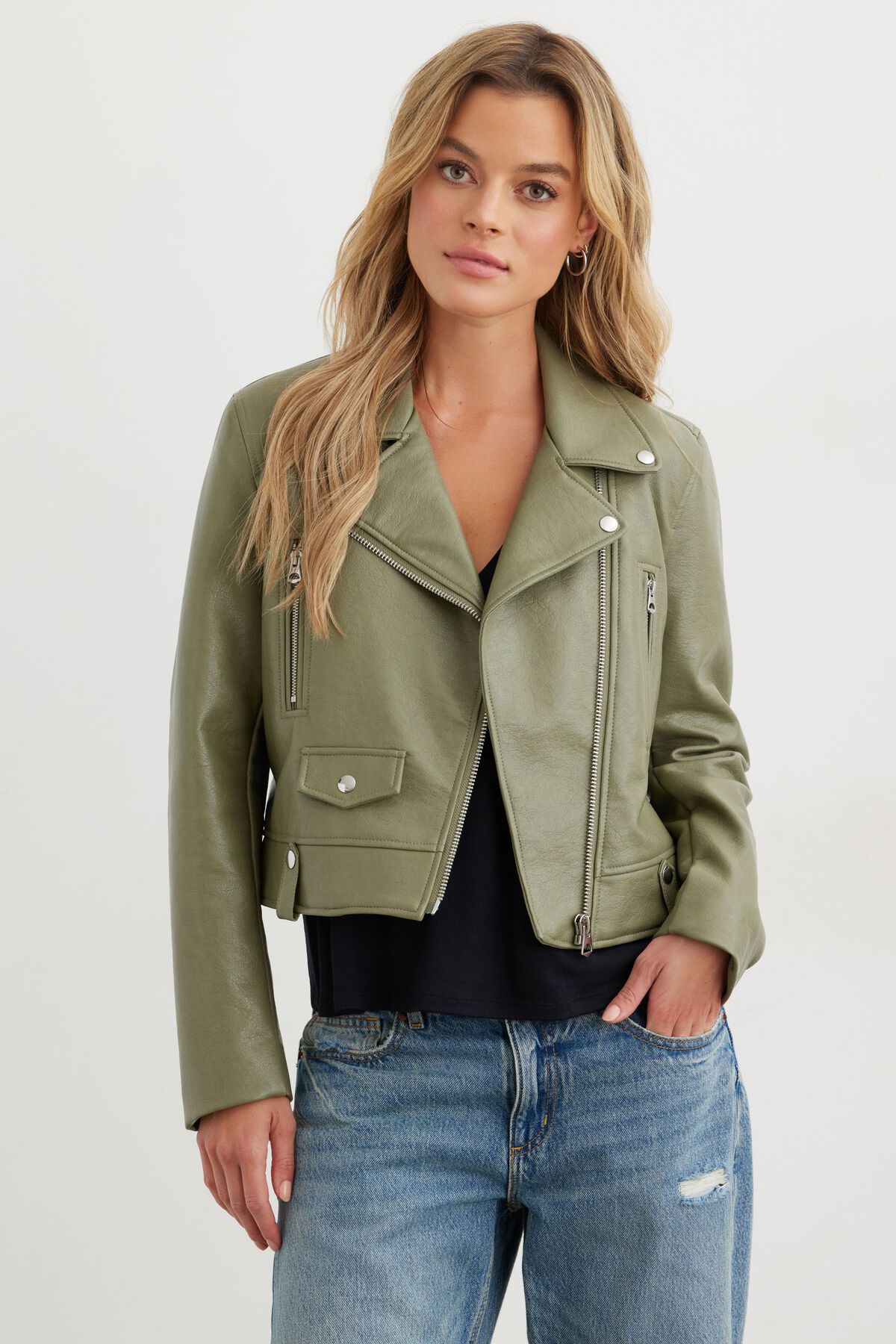 Faux Leather Moto Jacket | Dynamite