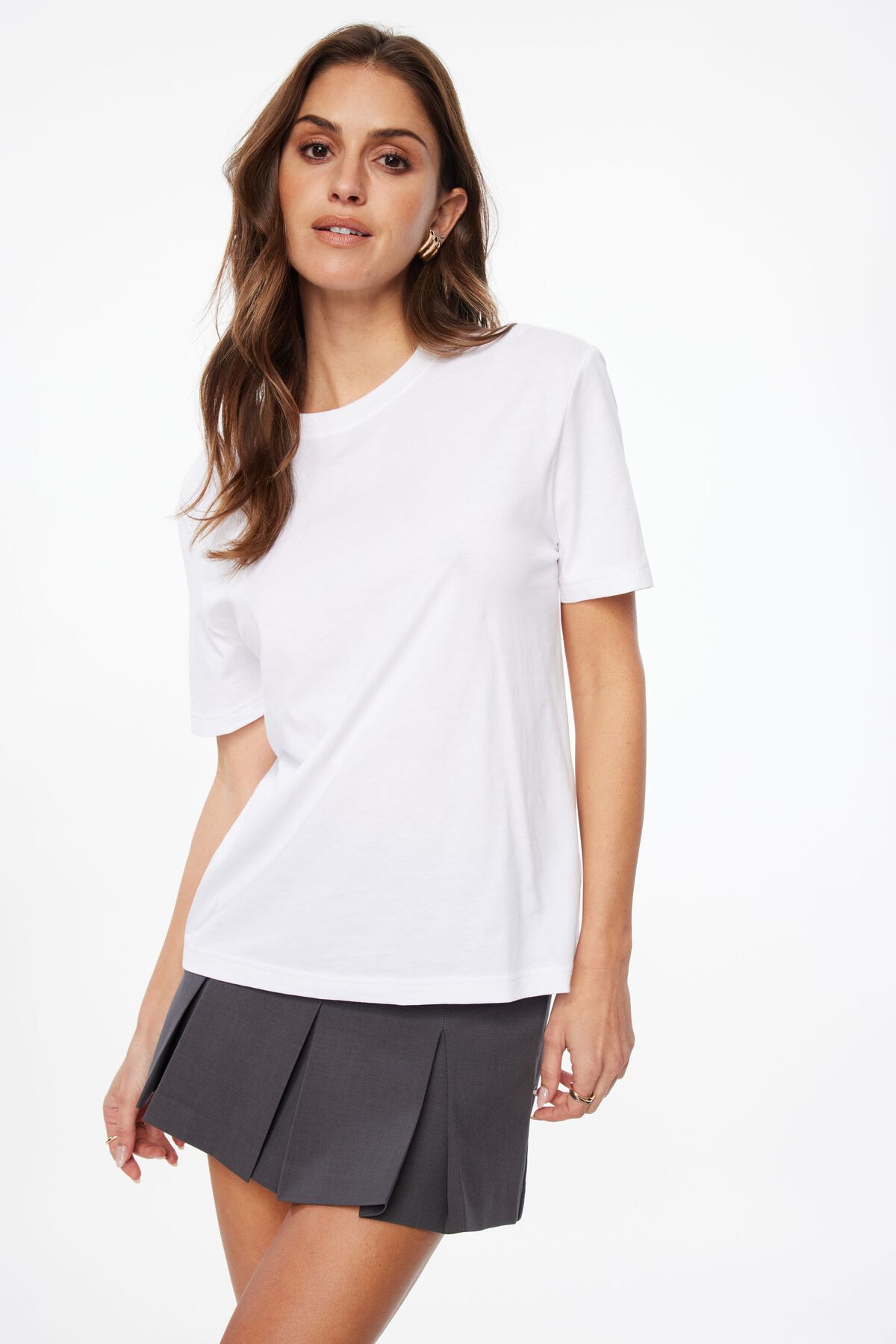 Crewneck Boyfriend Tee White | Dynamite