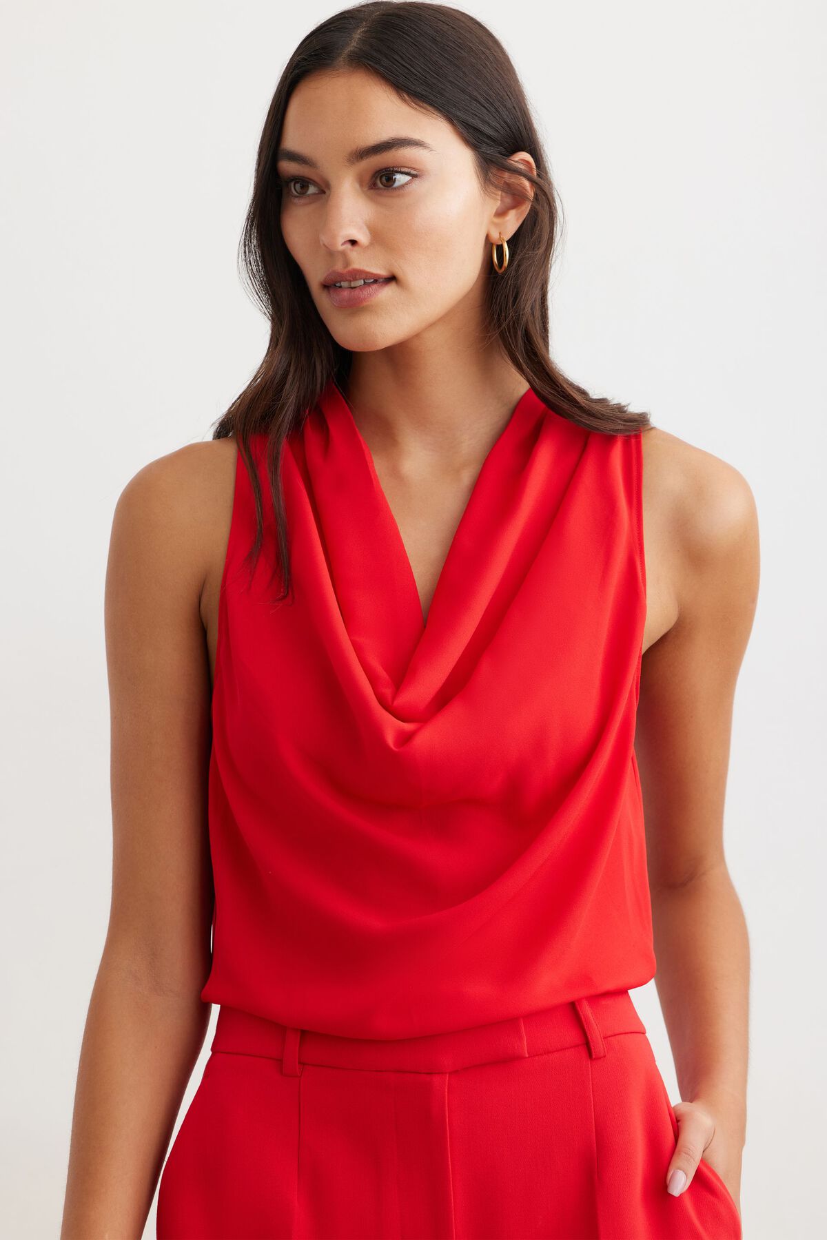 Cowl Neck Sleeveless Blouse | Dynamite