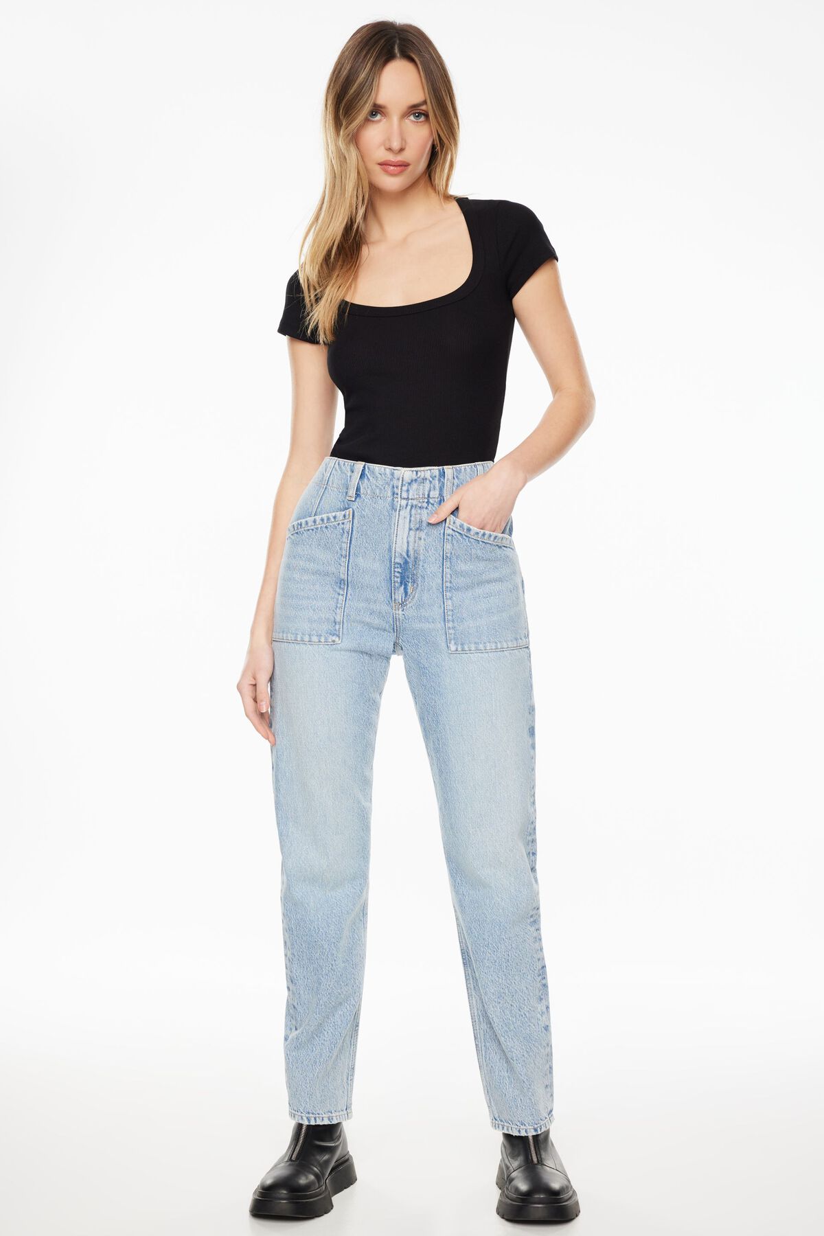 Claudia Ultra High Waisted Utility Jeans Blue | Dynamite