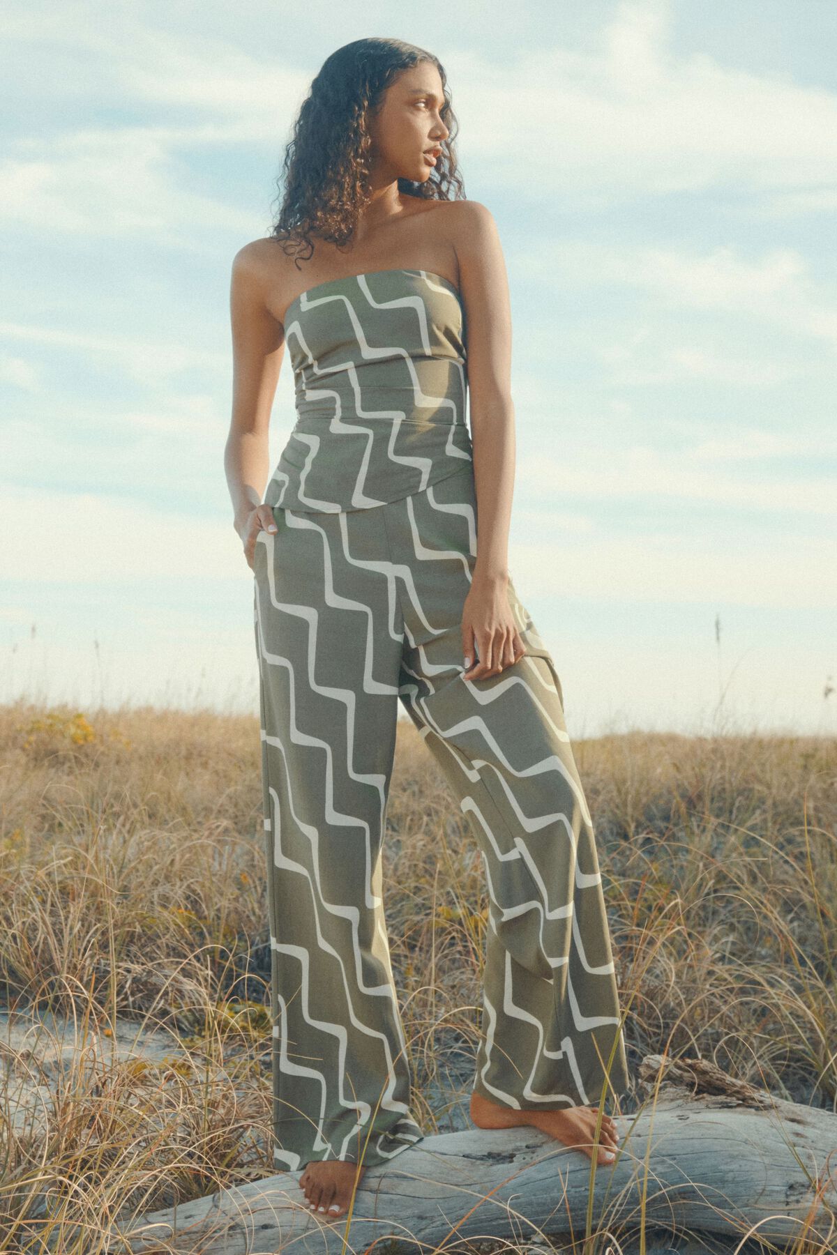 Flo Wide Leg Linen Pants Green | Dynamite