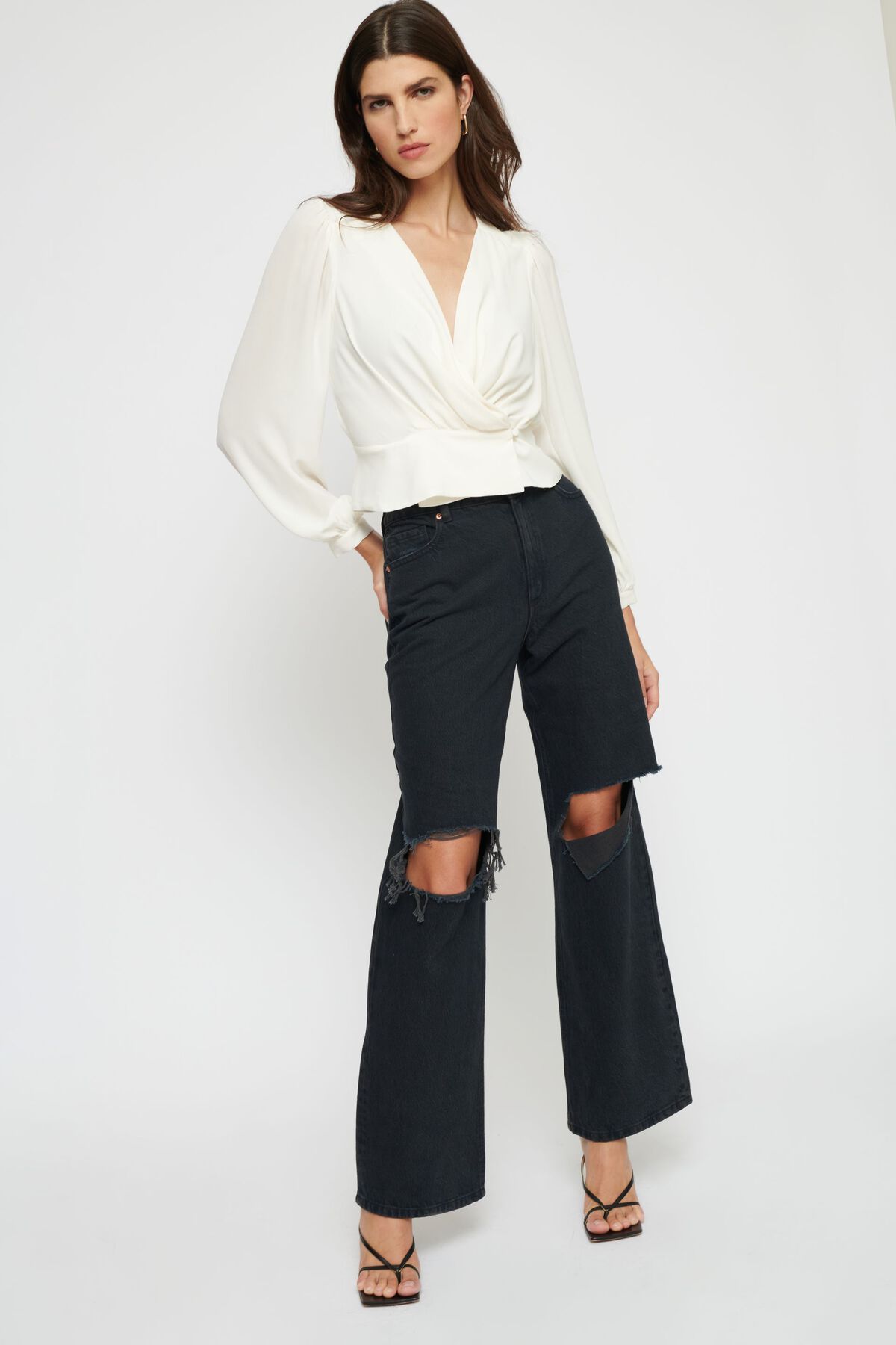 Dynamite Long Sleeve Wrap Blouse - 10006709103G