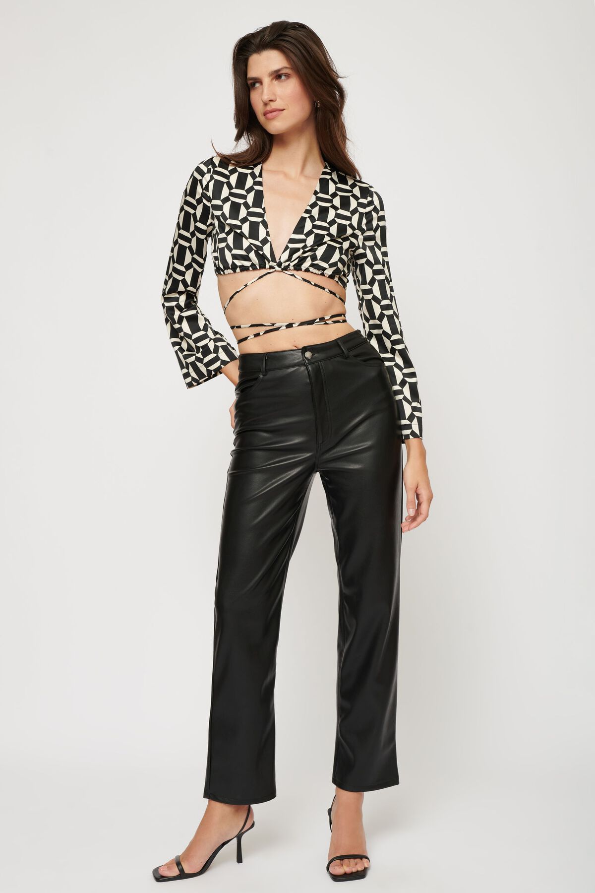 Dynamite Callie Wrap Satin Blouse - 1000702404K7