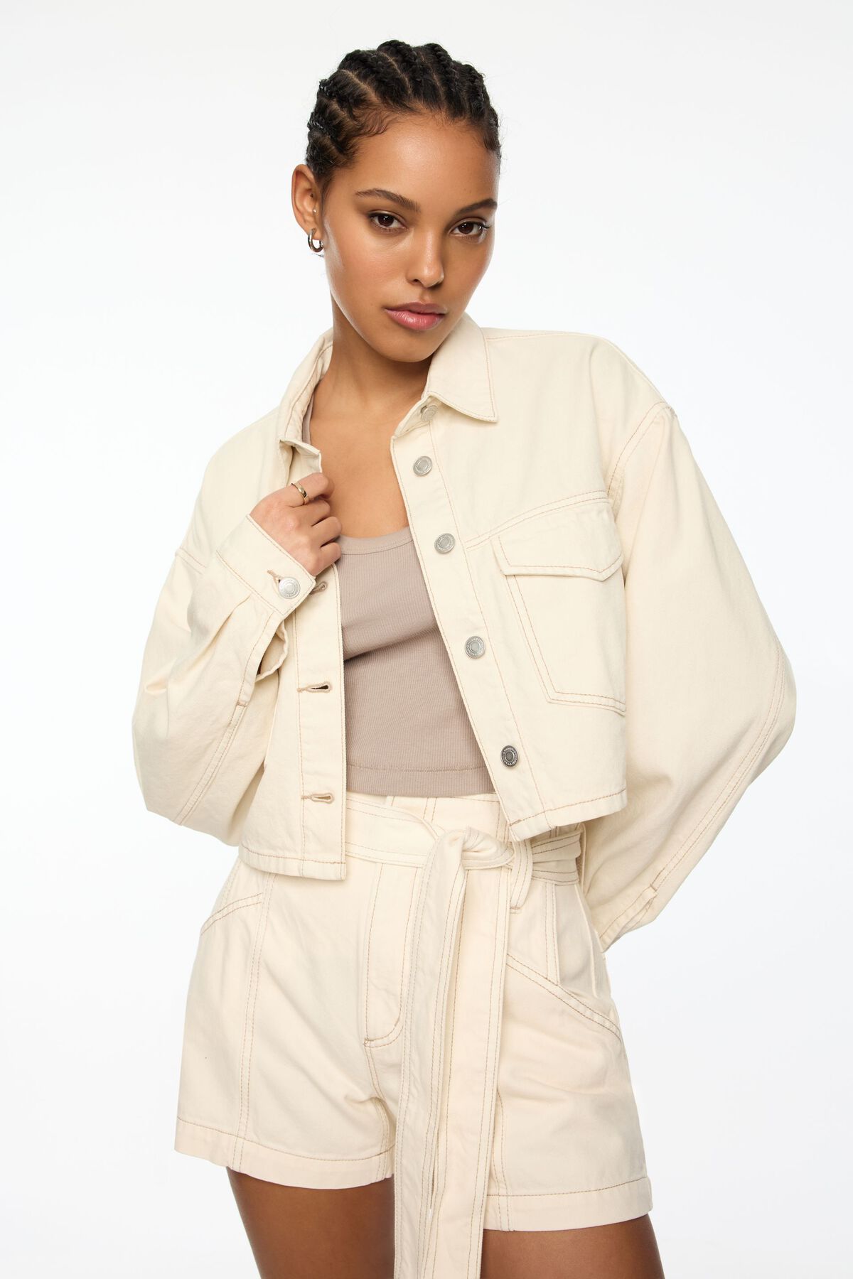 Cropped Denim Jacket White | Dynamite