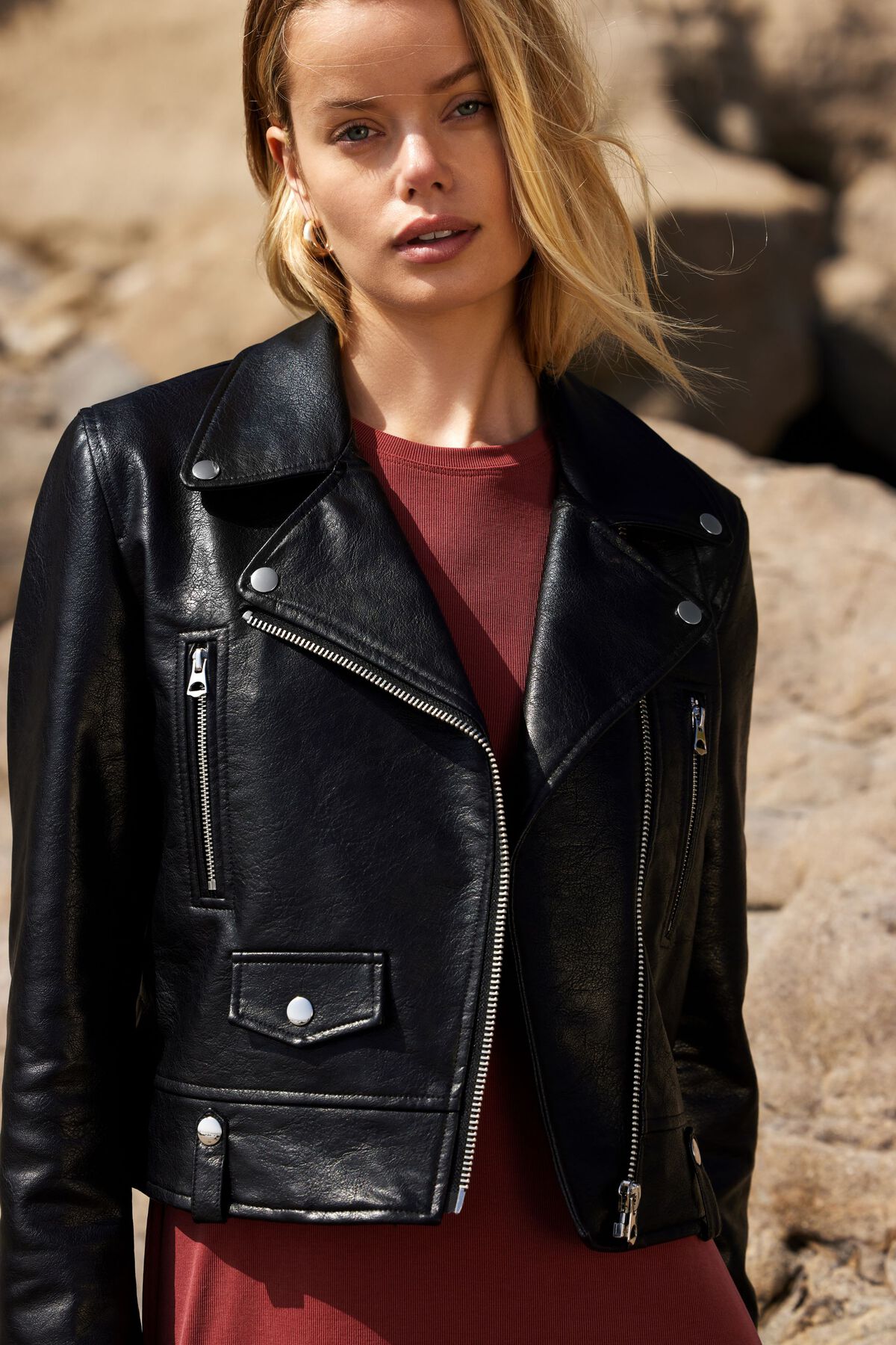 Faux Leather Moto Jacket Black | Dynamite