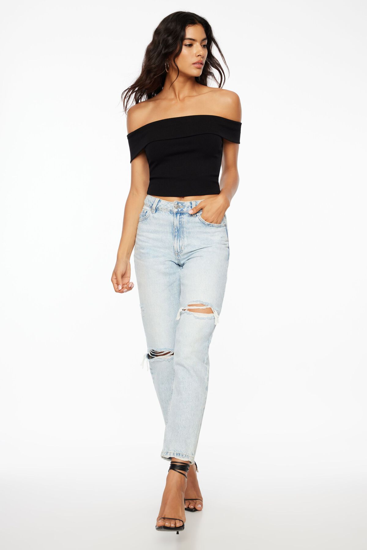 Claudia Distressed Mom Jeans Blue | Dynamite