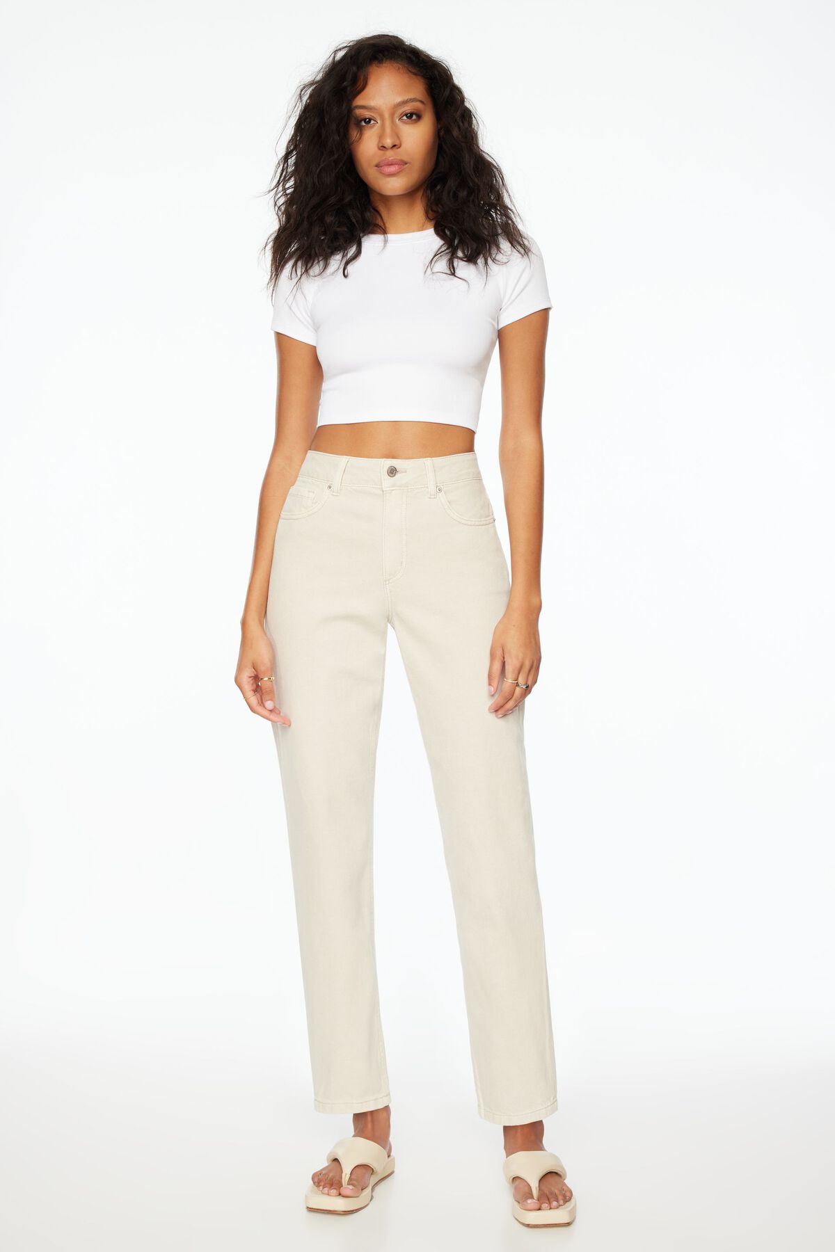 Claudia Mom Jeans Beige | Dynamite