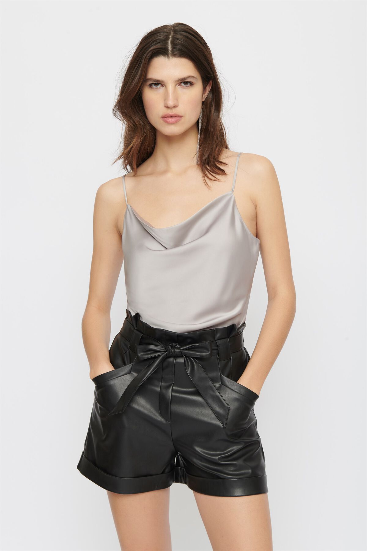 Satin Cowl Neck Cami | Dynamite