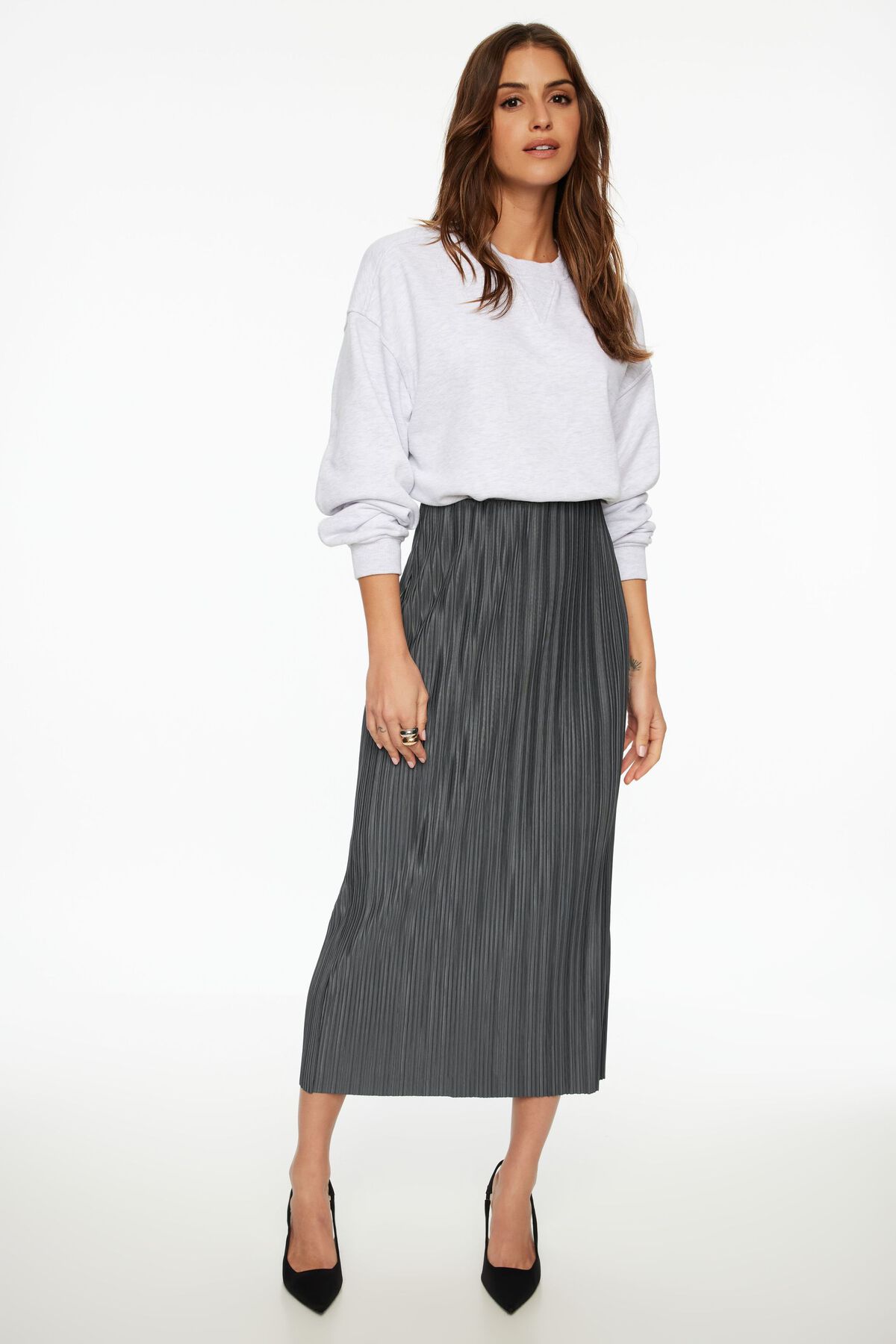 Plissé Column Maxi Skirt Blue | Dynamite
