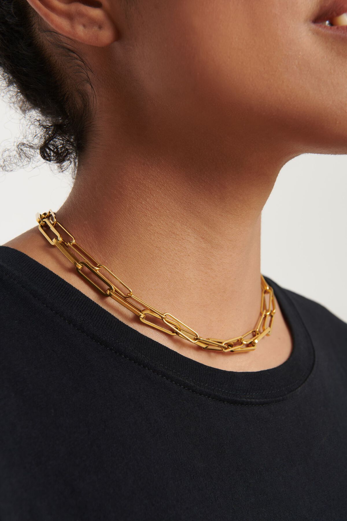 Layered Paperclip Necklace Yellow | Dynamite