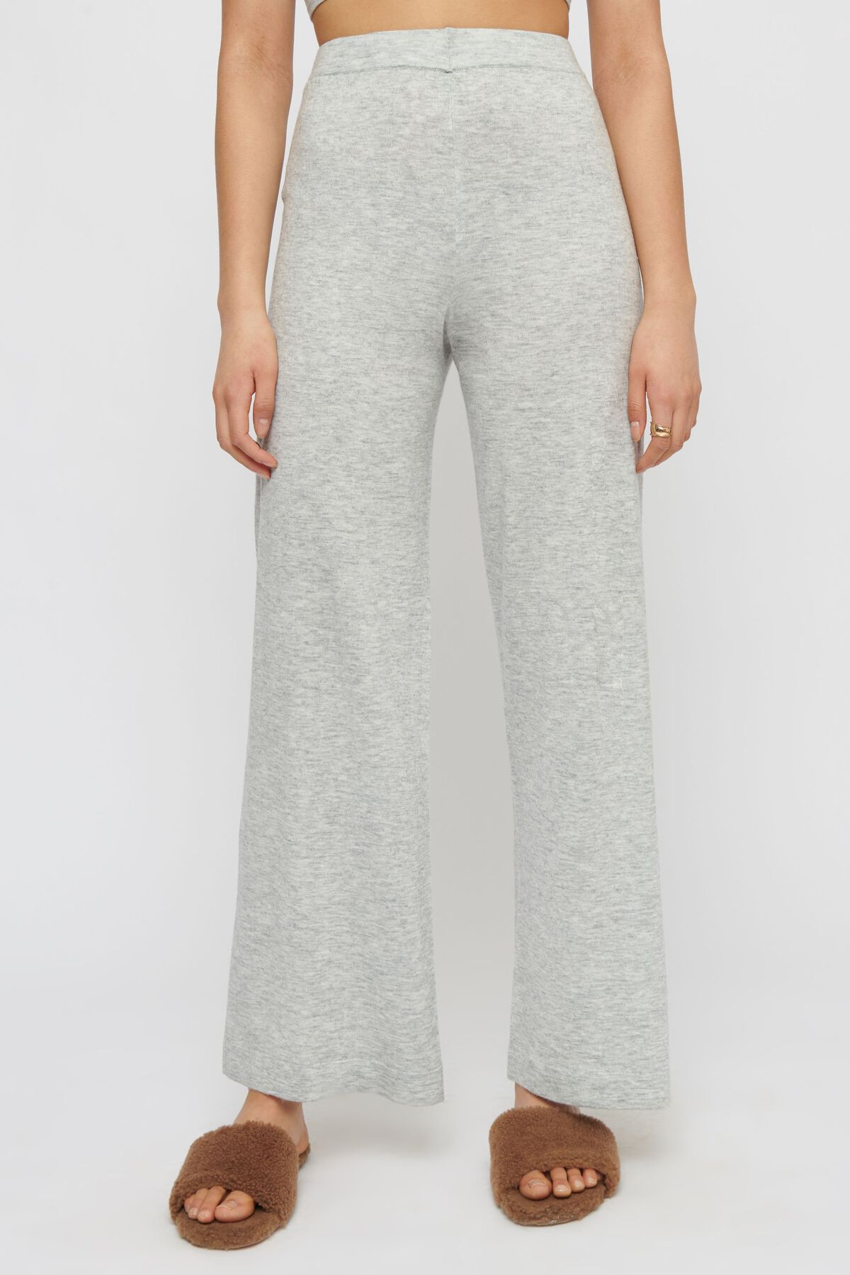 Hylan Wide Leg Yarn Pants Gray | Dynamite