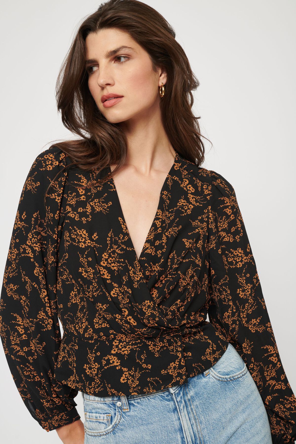 Dynamite Long Sleeve Wrap Blouse - 1000690454K6