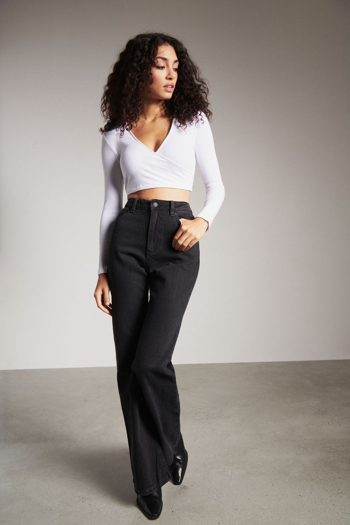 Dynamite Gavin Long Sleeve Wrap Crop Top - 10006963104N