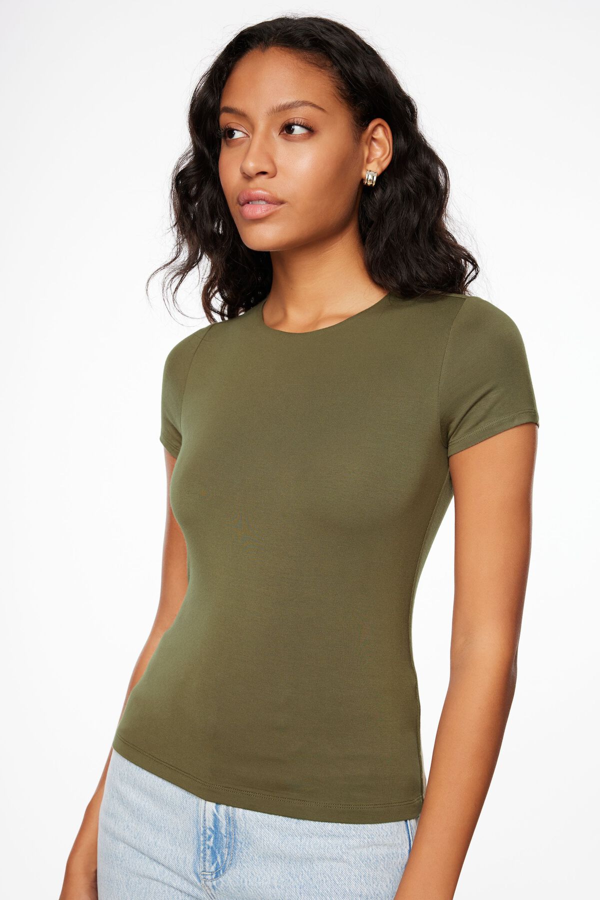 Jersey Crew Neck Tee Green | Dynamite