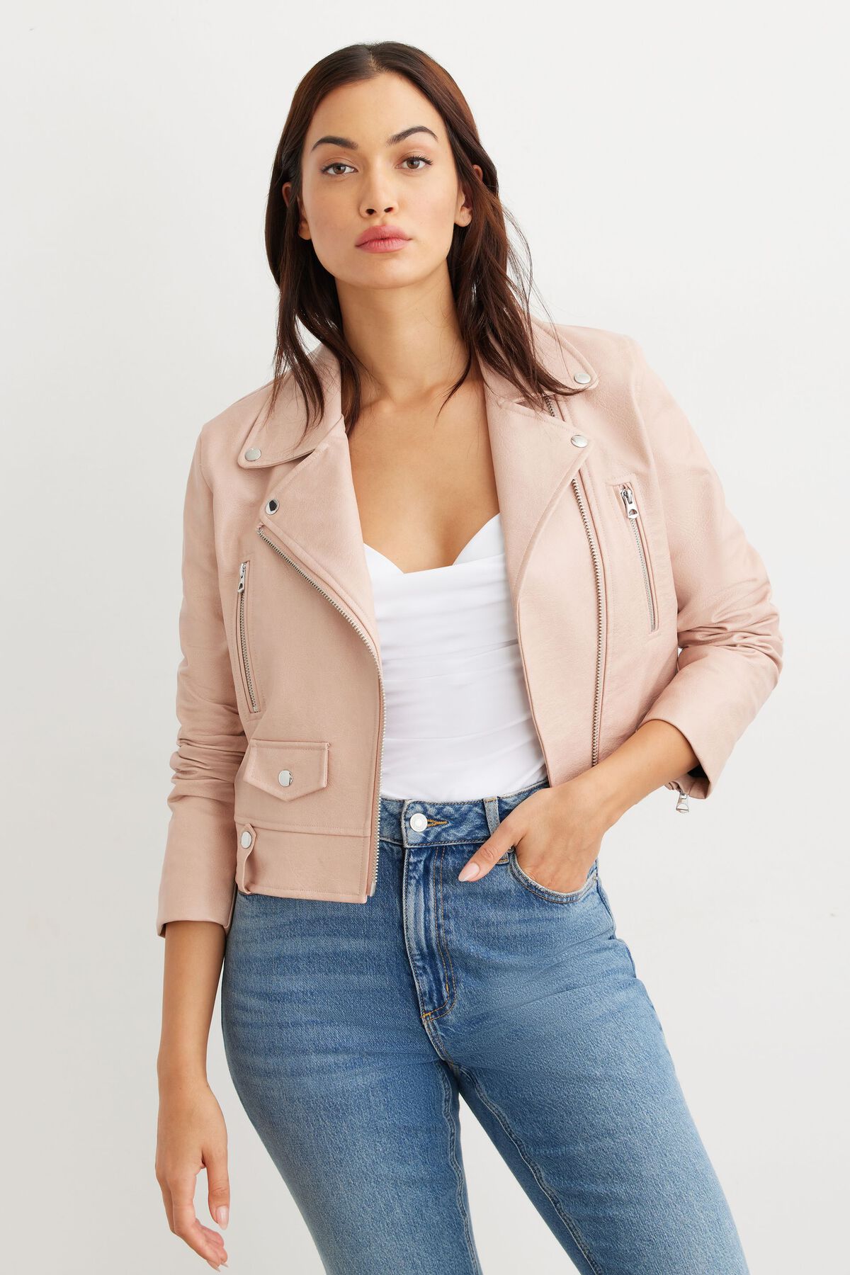 Faux Leather Moto Jacket | Dynamite