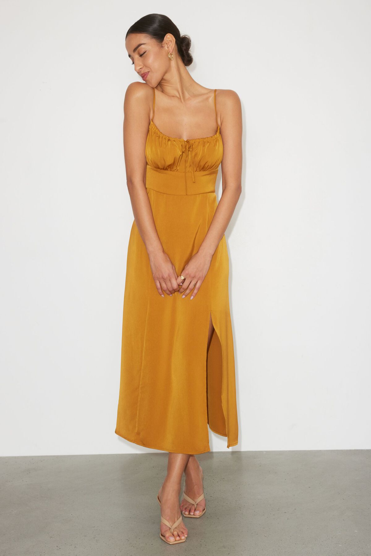 Ruched Maxi Dress YELLOW | Dynamite