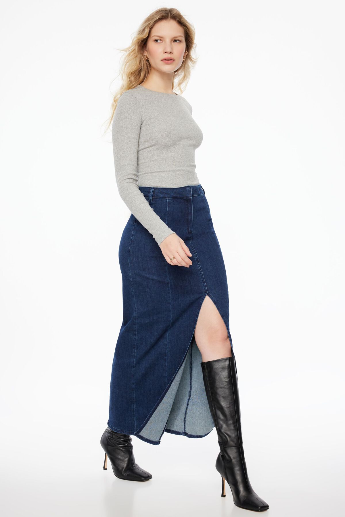 Jupe maxi en denim Bleu | Dynamite