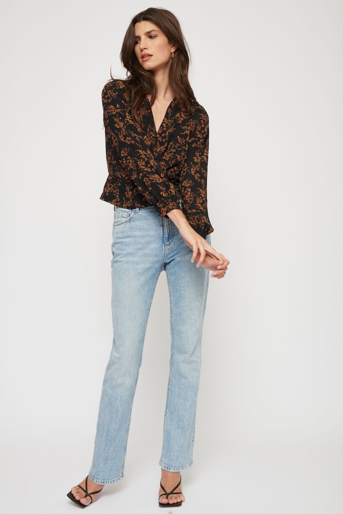 Dynamite Long Sleeve Wrap Blouse - 1000690454K6