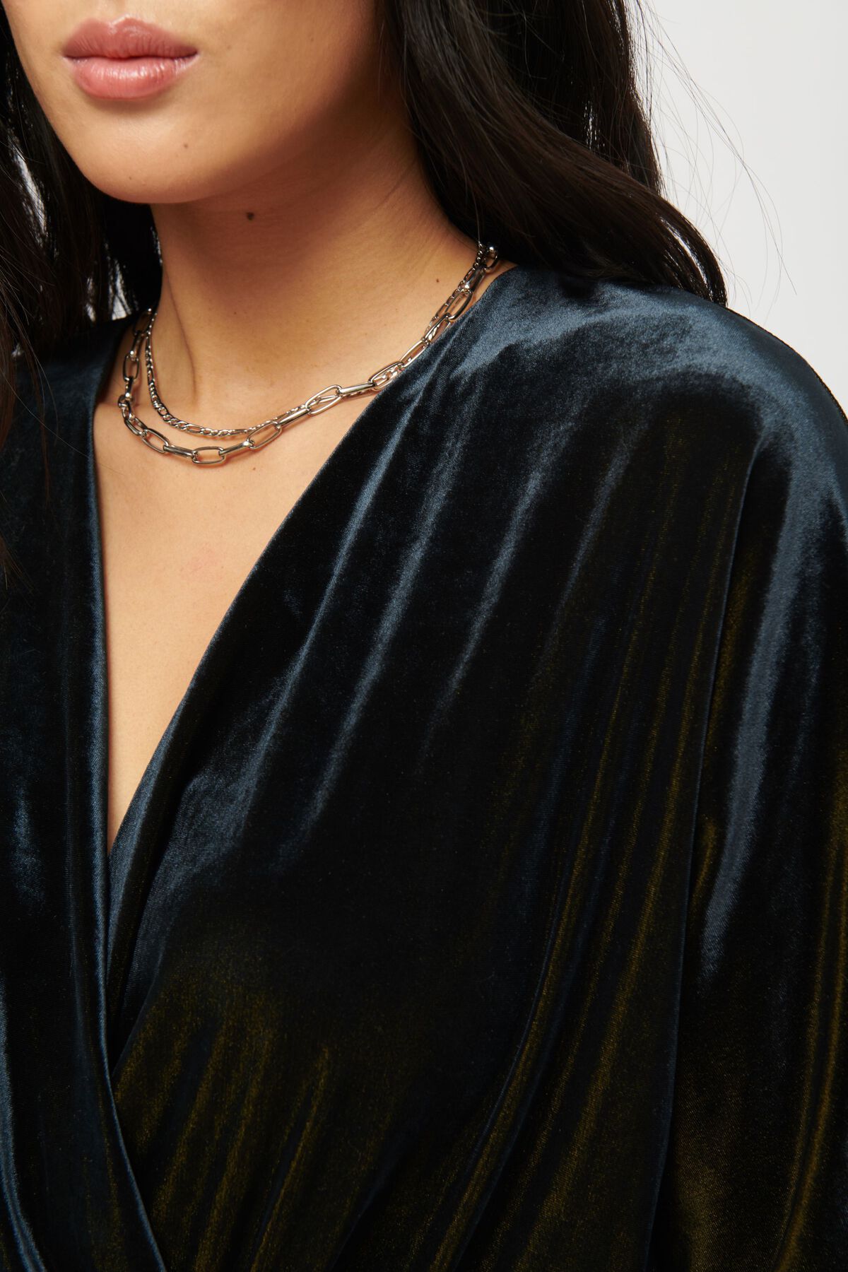 Dynamite Wrap-Front Velvet Bodysuit - 1000629883O5