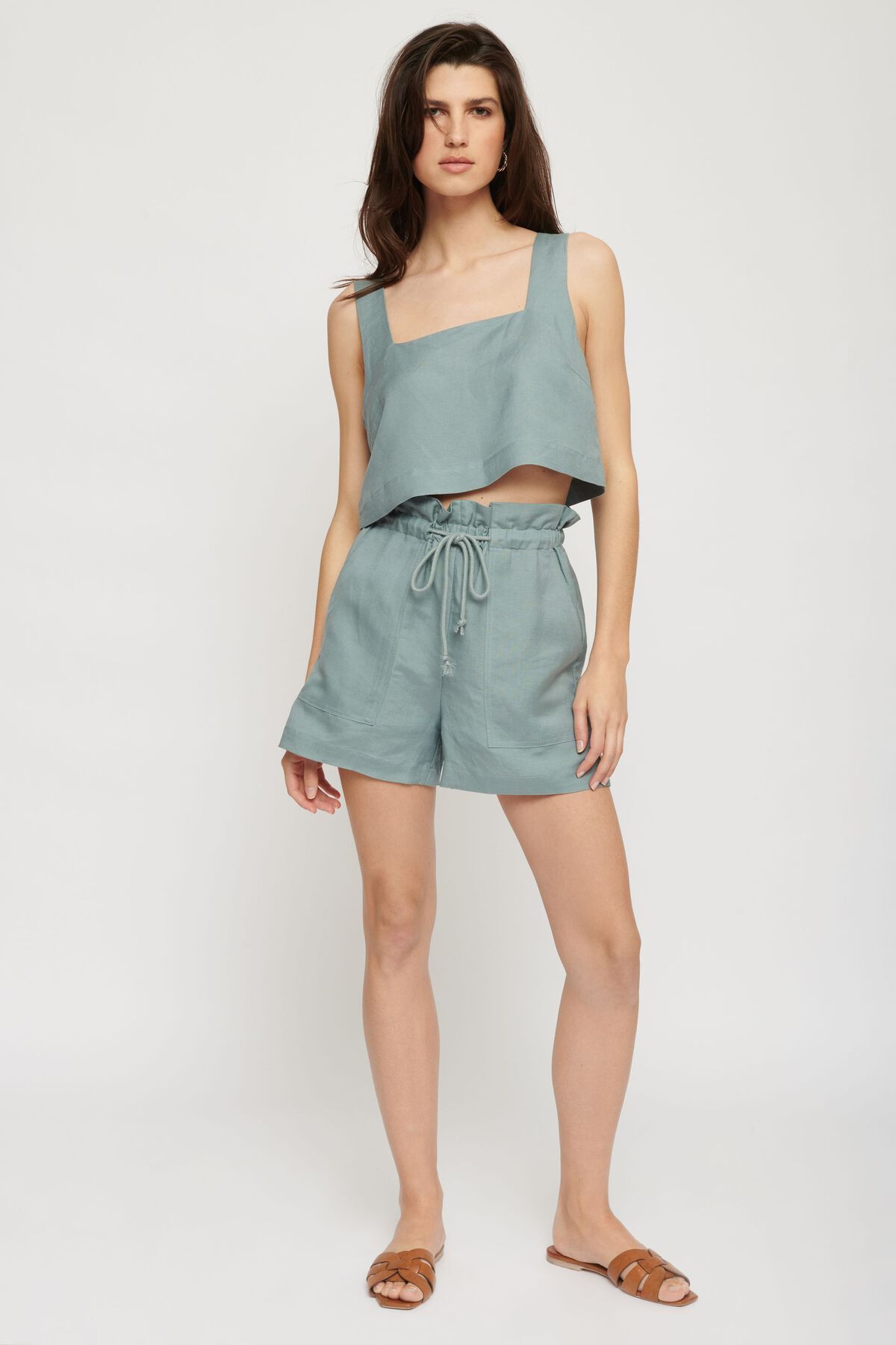 Dynamite Square Neck Linen Cami - 10006590702O