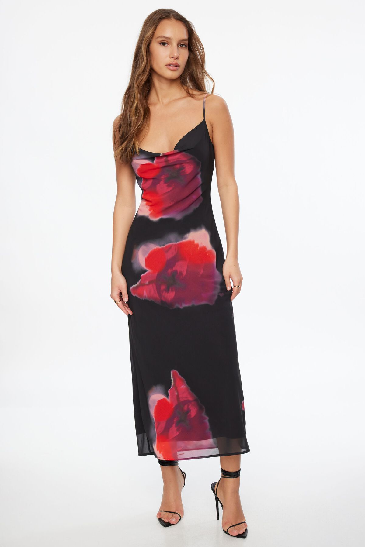 Estera Cowl Neck Slip Maxi Dress Pink | Dynamite