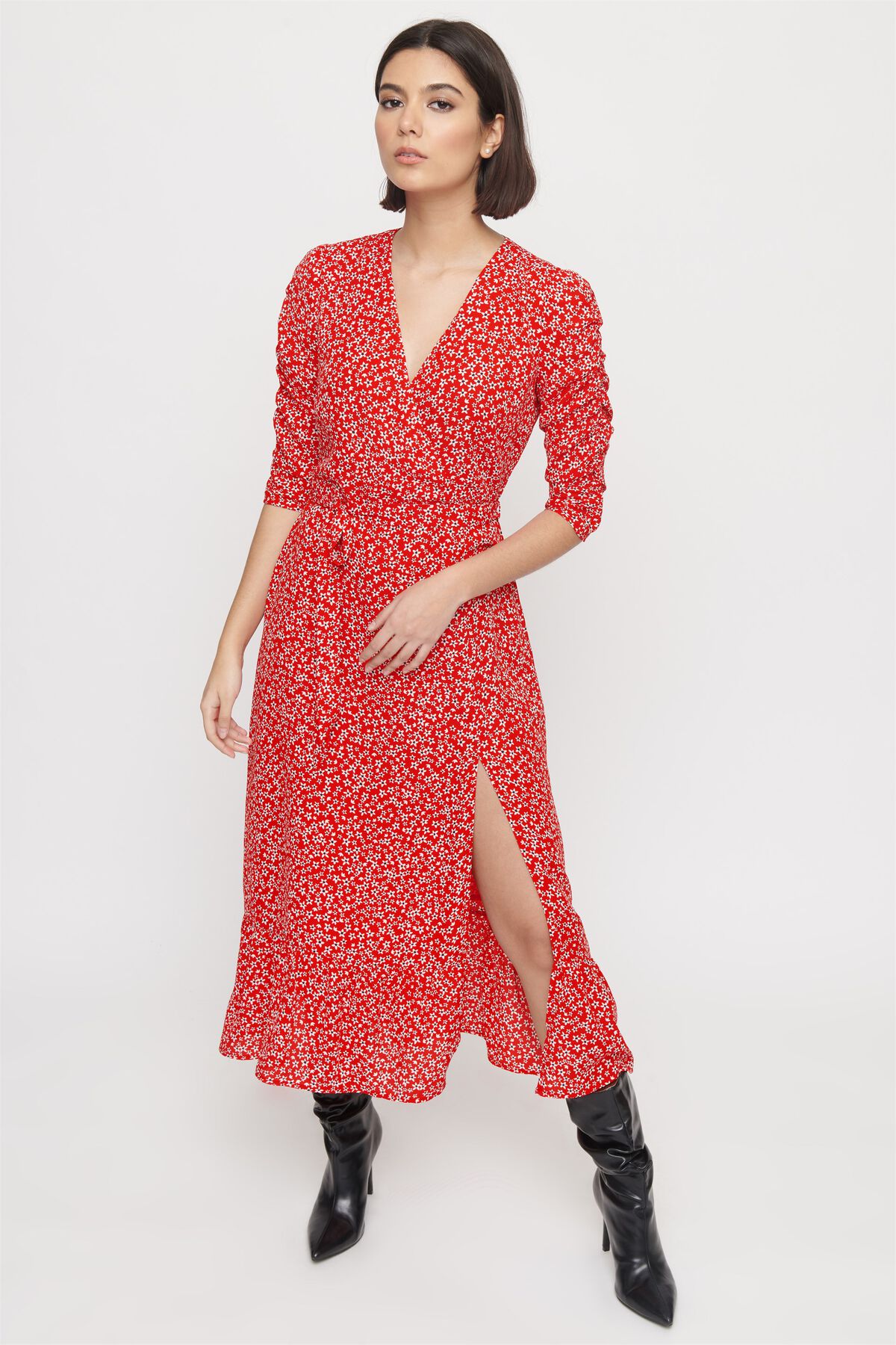 Maxi Wrap Dress Red | Dynamite