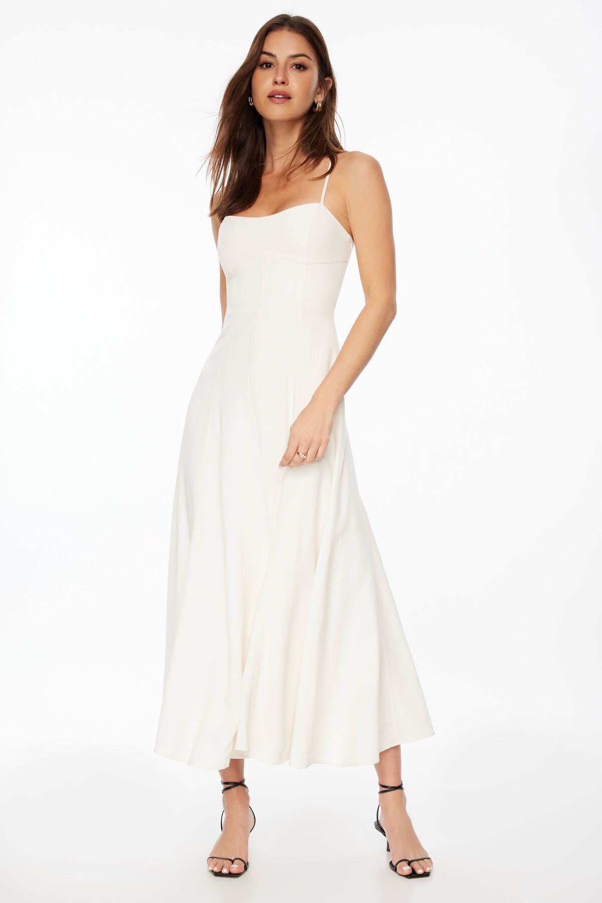 Sweetheart Linen Maxi Dress Beige | Dynamite