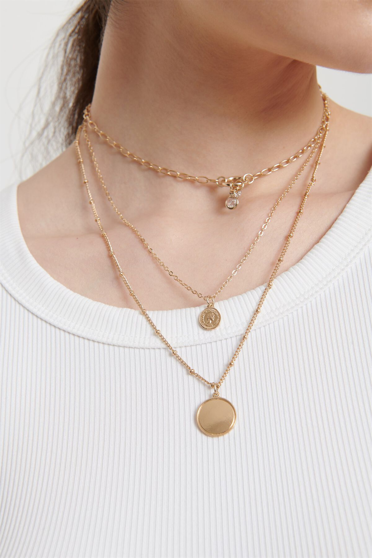 Pendant Multi Chain Necklace Yellow | Dynamite