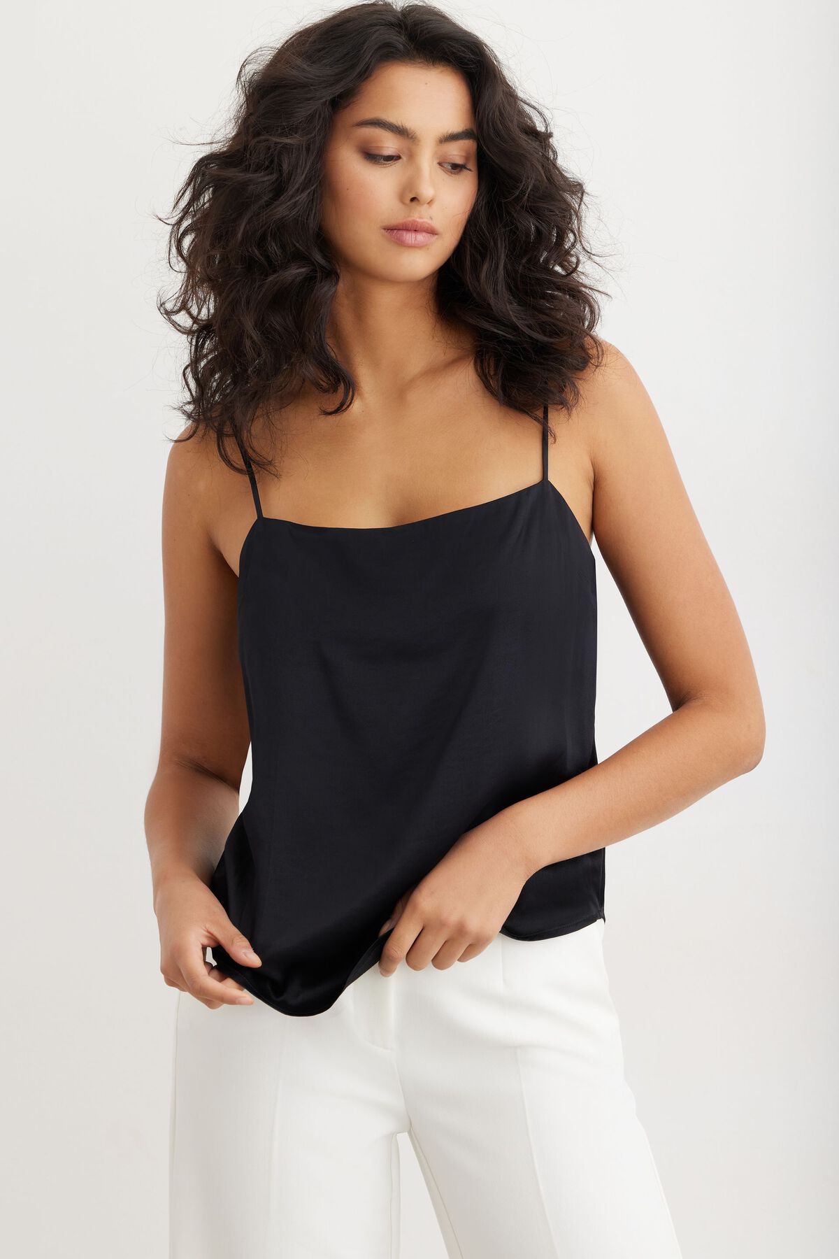 Satin Straight Neck Cami | Dynamite