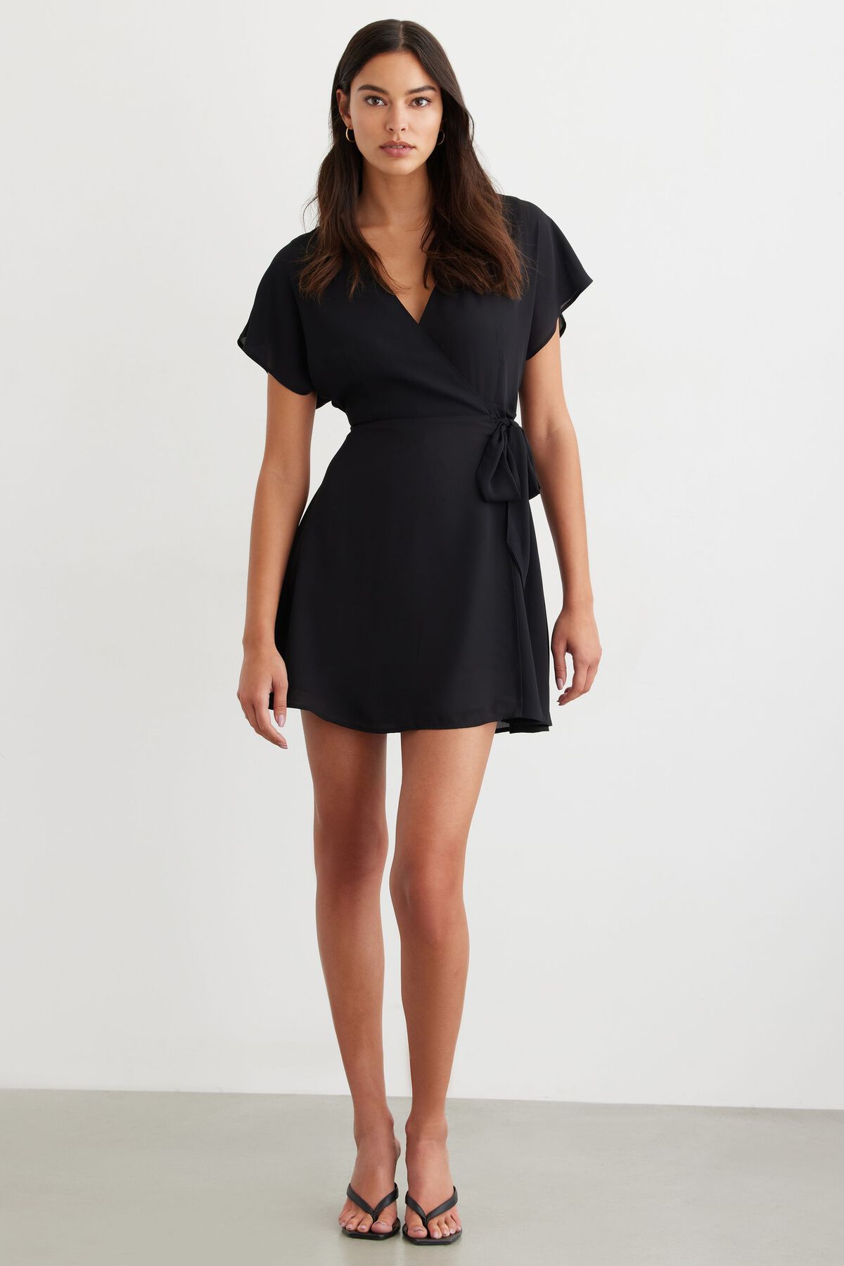 Mini Short Sleeve Wrap Dress | Dynamite