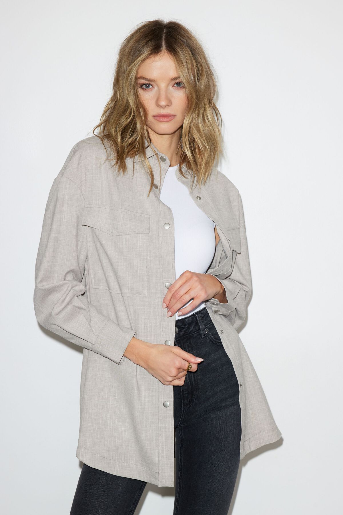 Button-Front Shacket | Dynamite