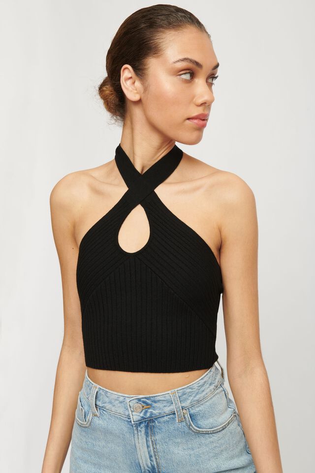 Keyhole-Front Halter Top | Dynamite