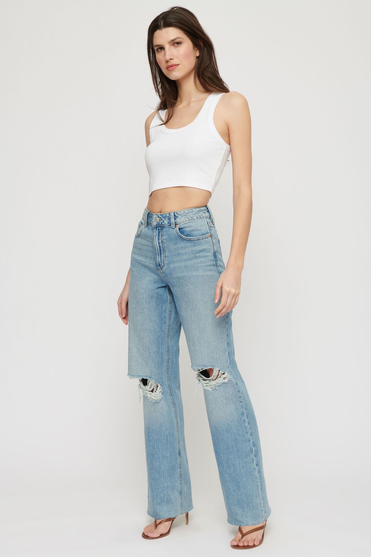 Dynamite Heidi Distressed Wide Leg Jeans - 10006432707I