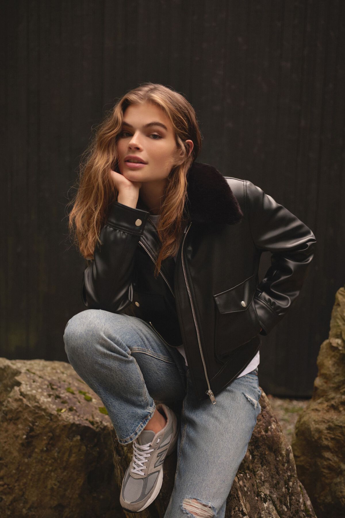 Faux Leather Bomber Jacket Black | Dynamite