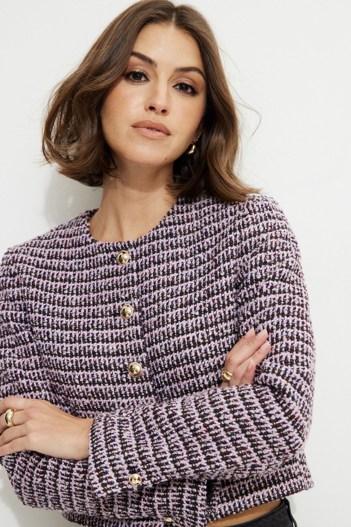 Margaux Tweed Blazer Purple | Dynamite