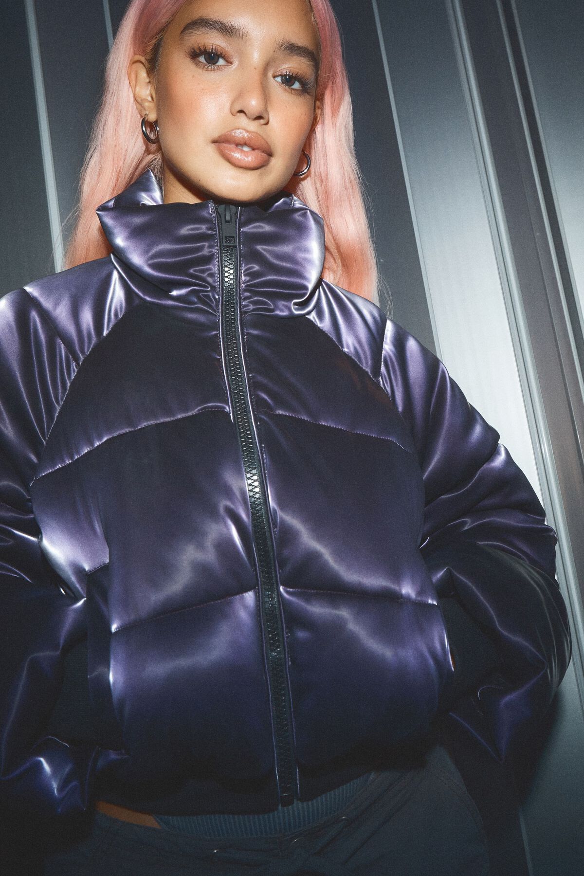 Itty Bitty Puffer Jacket Purple | Dynamite