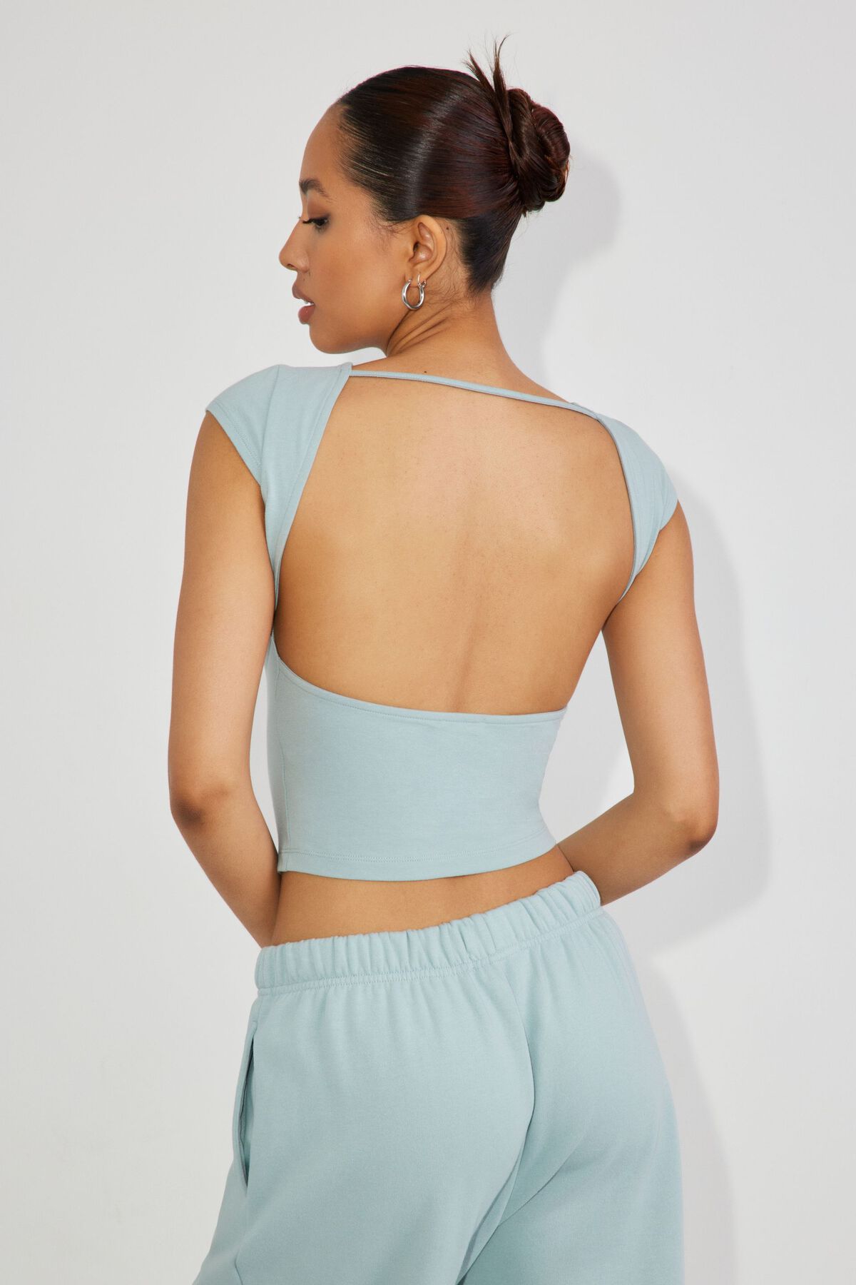 Talia Open Back Tee Blue | Dynamite