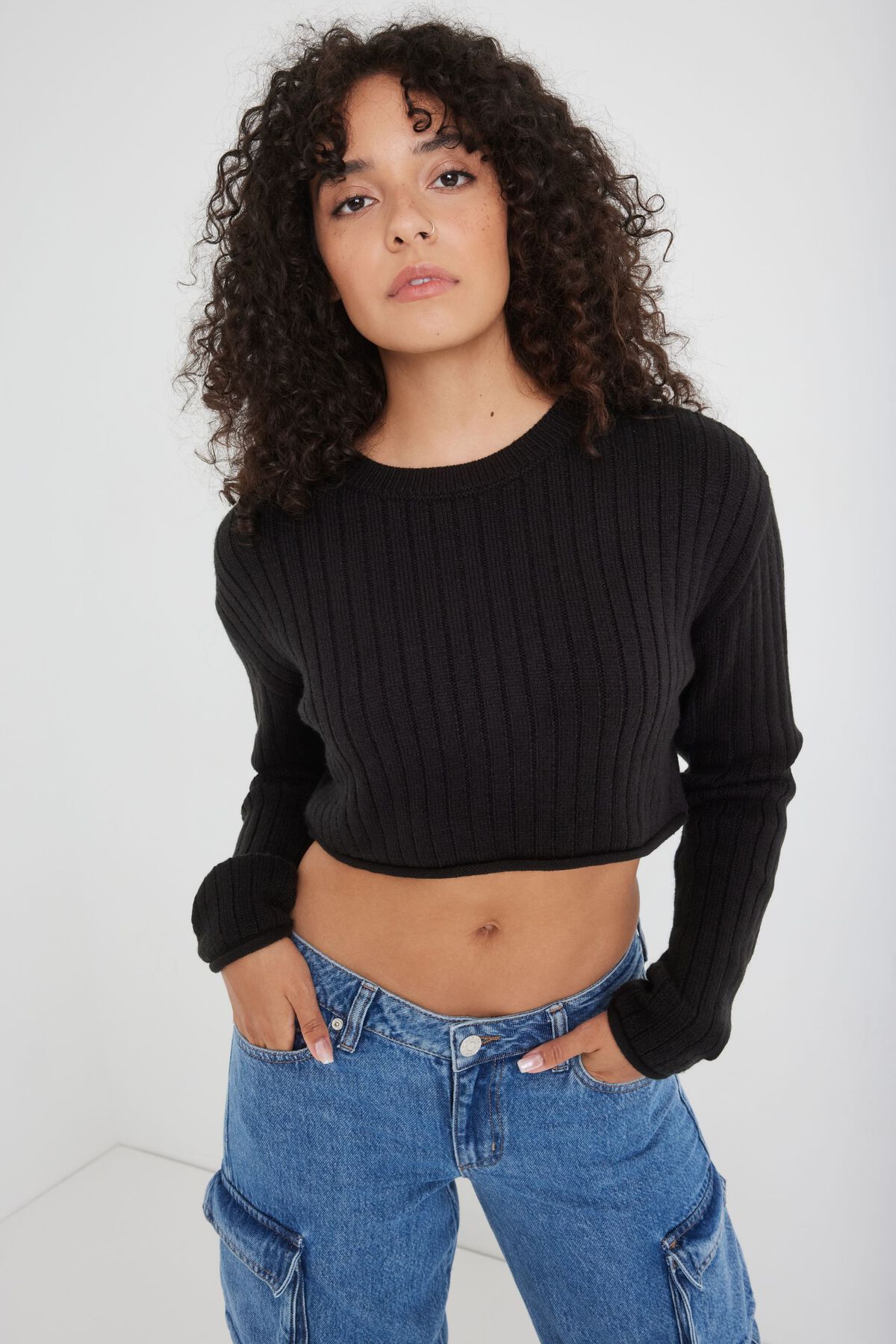 Super Crop Sweater Gray | Dynamite