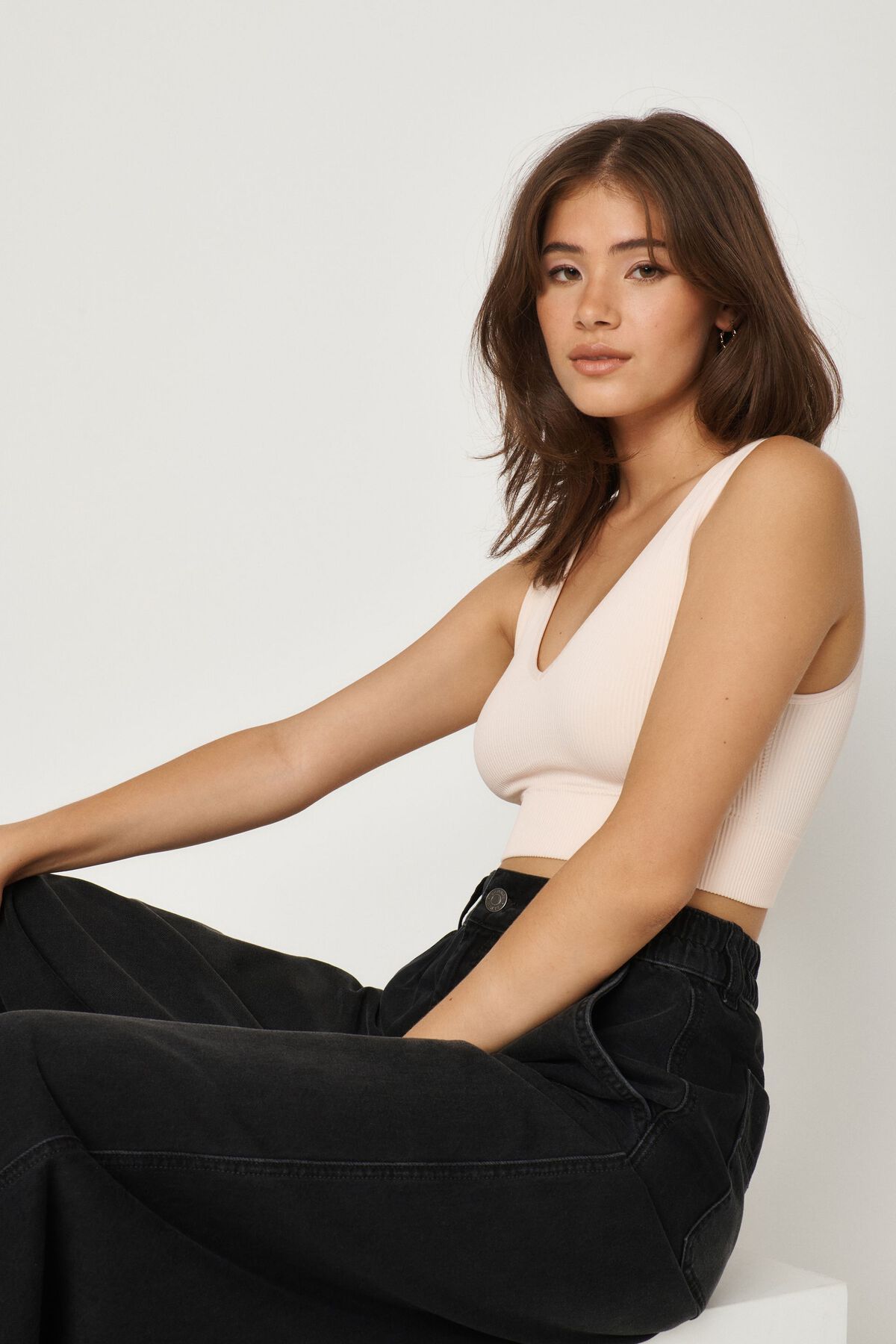 Stella Seamless Plunge Tank Top Pink | Dynamite