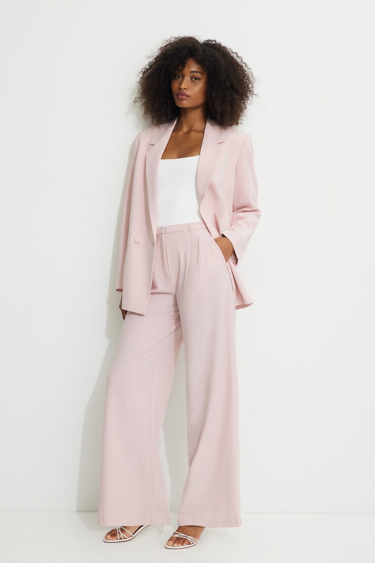 Pleated Wide Leg Pants Pink | Dynamite