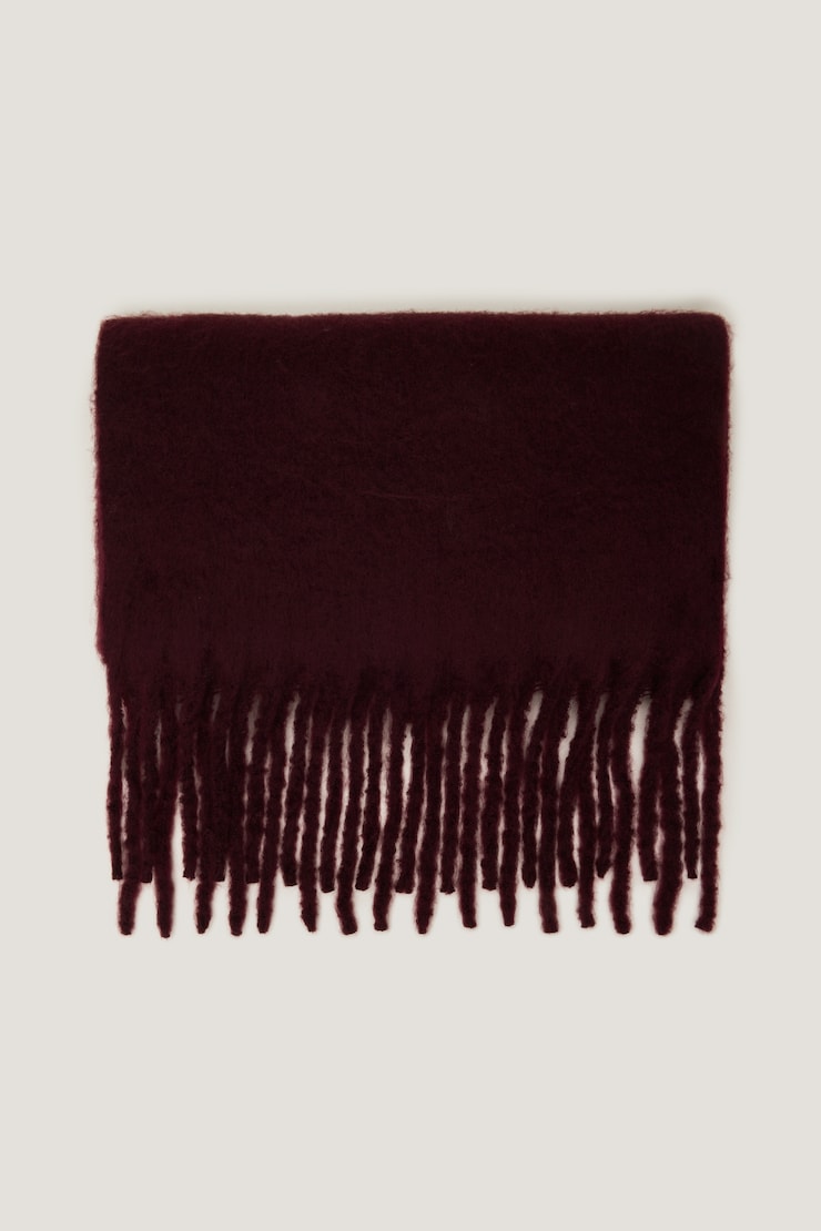 Oversized Fringed Scarf Burgundy | Dynamite